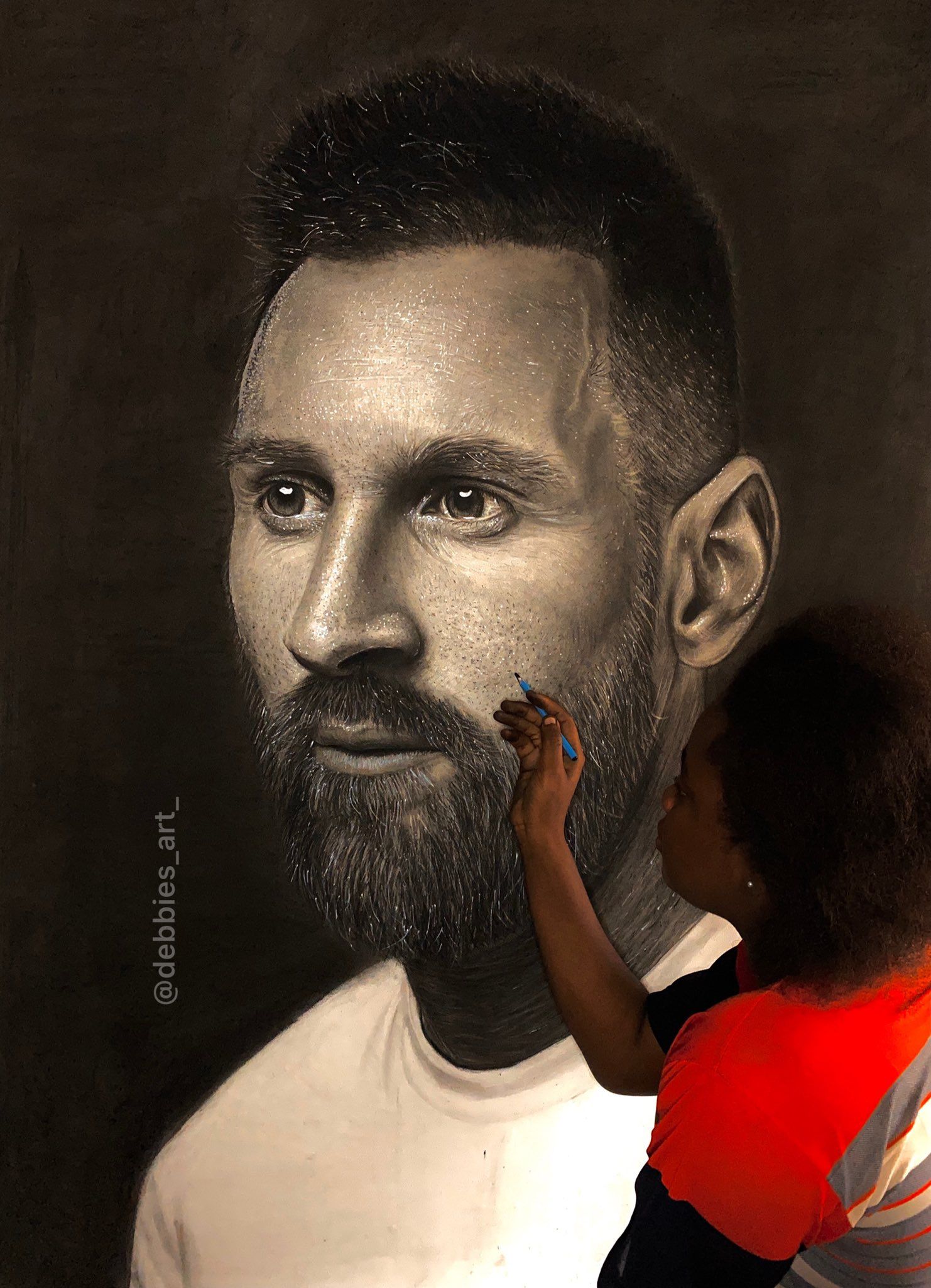 El increíble retrato realista de Messi dibujado a mano y sólo con un lápiz