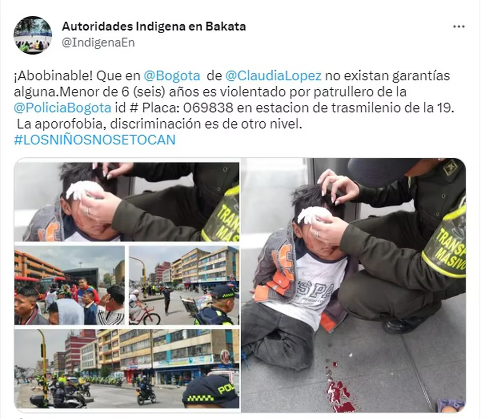 Video: un niño fue herido de un bastonazo por la Policía en Colombia